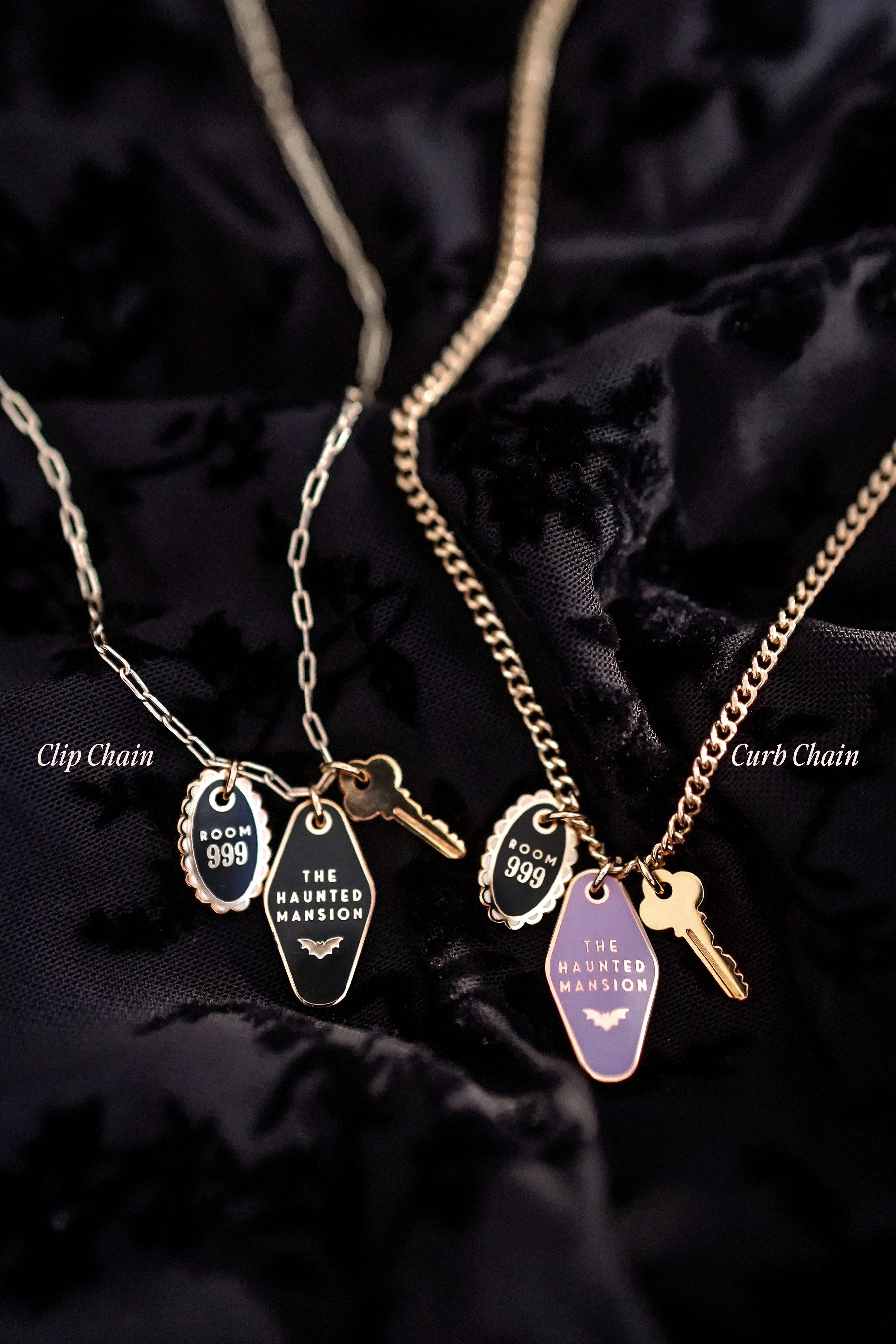 Haunted Mansion Motel Keys 24k Gold Necklace w/ 18k Gold Charms ...